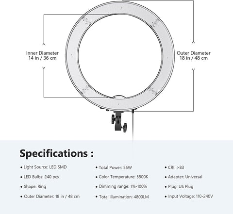NEEWER RL-18 18-Inch Ring Light - NEEWER