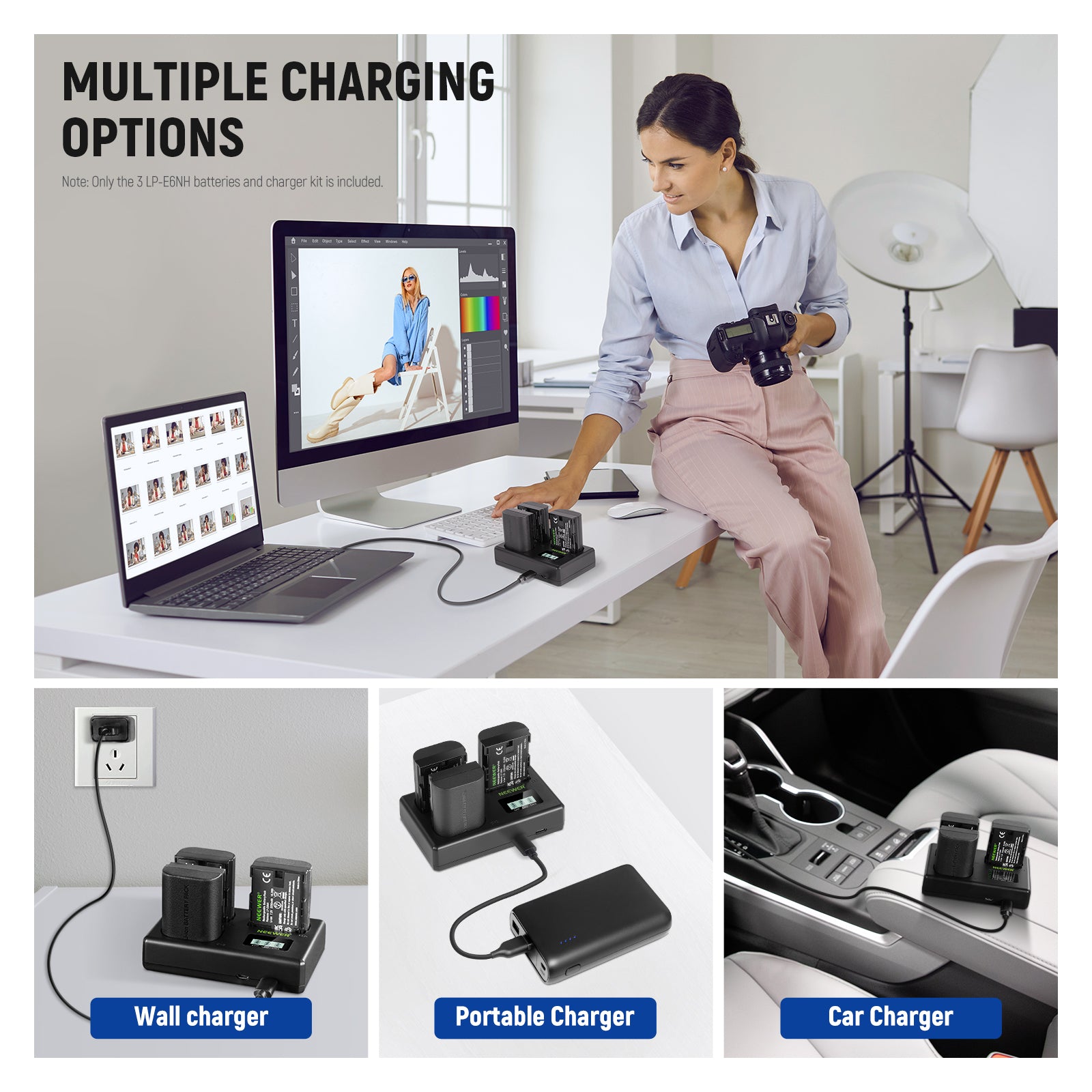 NEEWER LP-E6NH Replacement Battery Charger Set - NEEWER