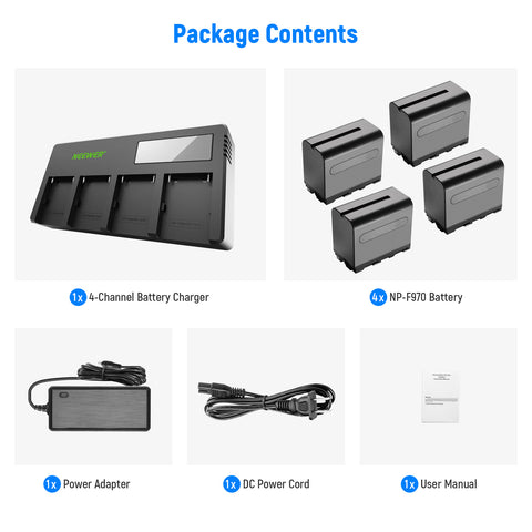 NEEWER 4-Pack NP-F970 Battery Set - NEEWER